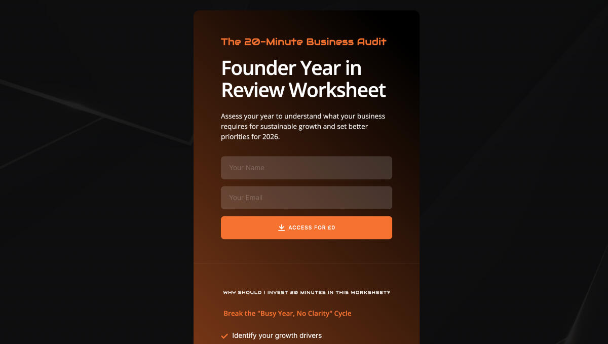 The 20-Minute Business Audit | Founder Year in Review Worksheet